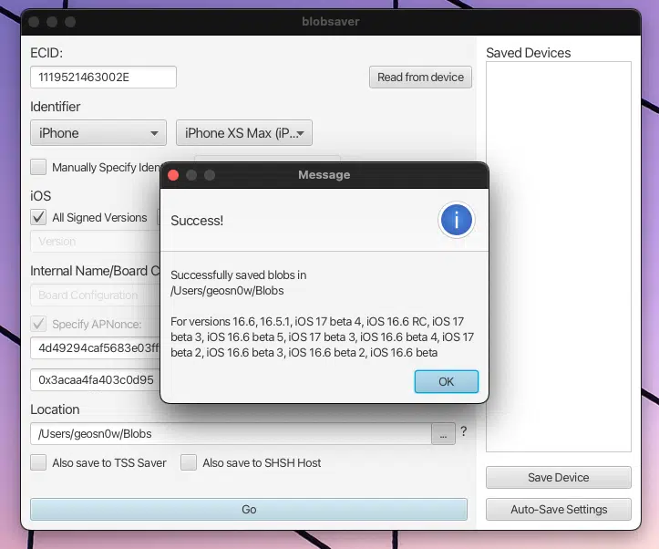 How To Save Ios Shsh2 Blobs Using Blobsaver Idevice Central