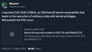 iOS 17.5 Kernel Vulnerability For Jailbreak Released - iDevice Central